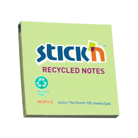 Recycleblock Post it lappar 100b 76x76, Grön SEK 15,00